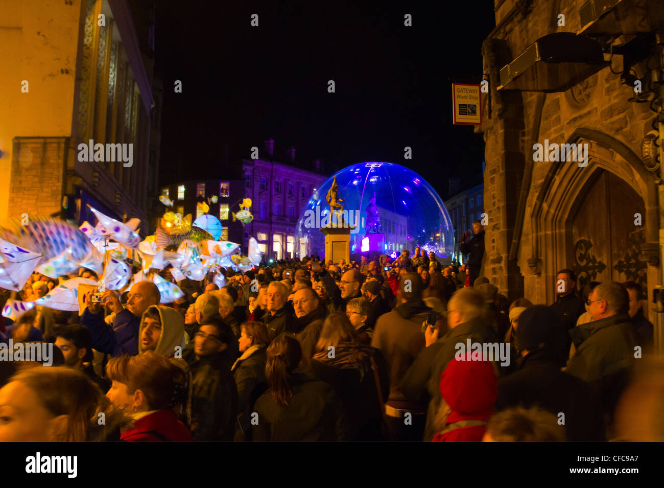 Durham Lumiere Festival, Market Place, County Durham, England Stock ...