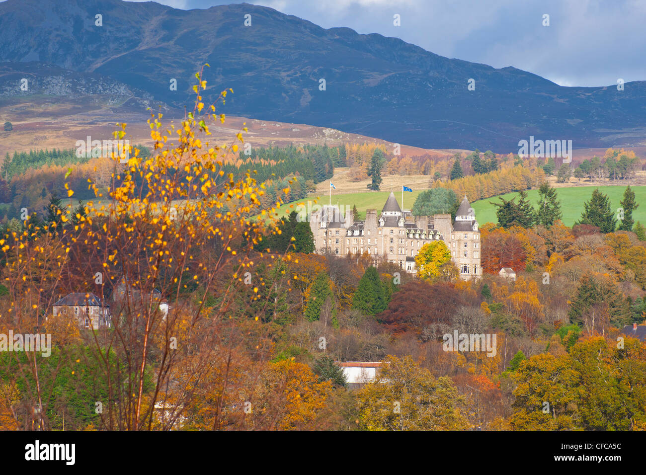 Autumn landscape colours, looking from A9 to Pitlochry, Perthshire ...