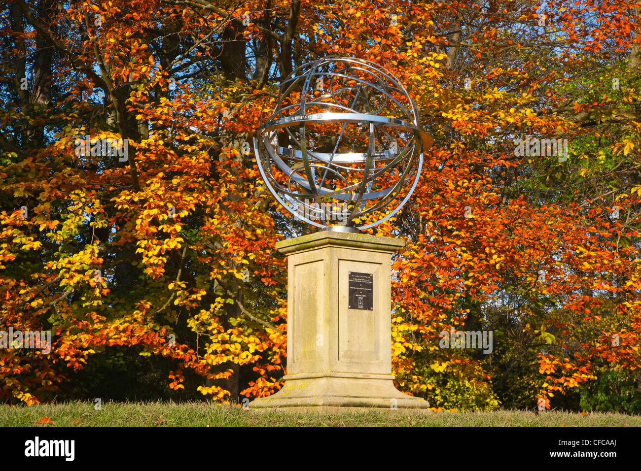Armillary sphere monument, Autumn Colours, Bowes Museum, Barnard Castle ...