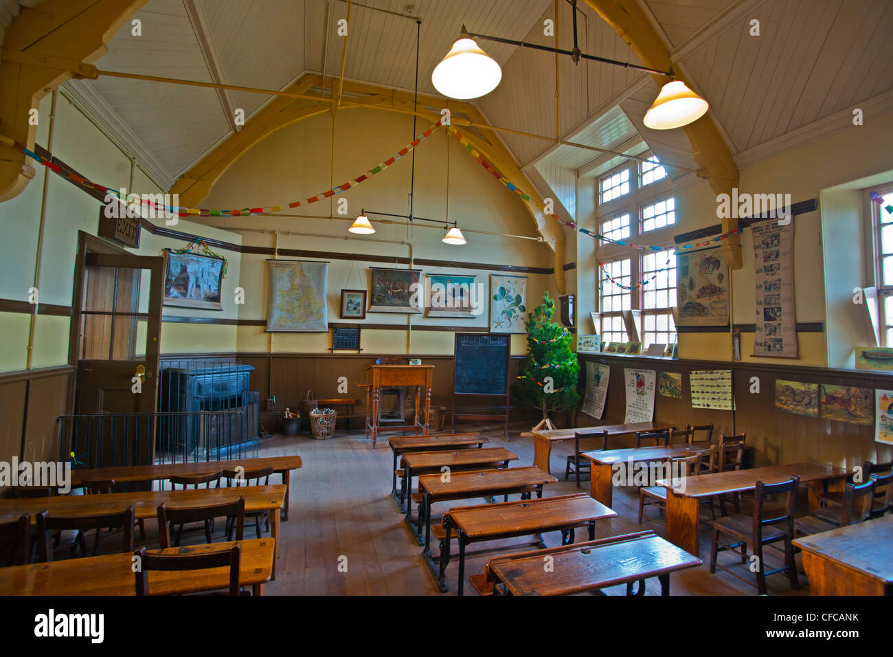 Beamish museum, Old school classroom, The Colliery Village, 1913 ...
