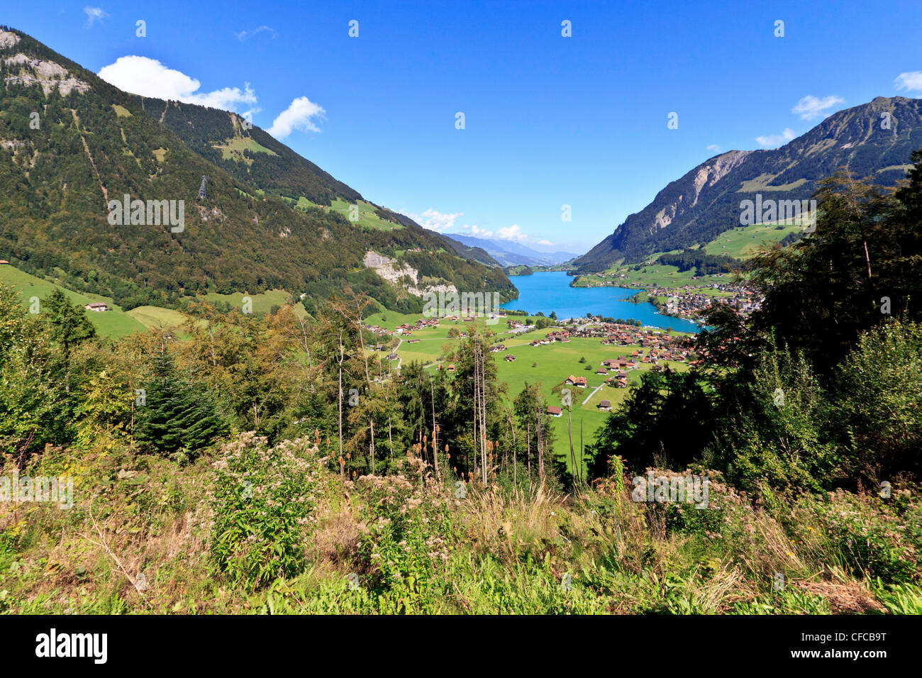 Lungernsee, lake, Switzerland, canton, Obwalden, village, Lungern Stock ...