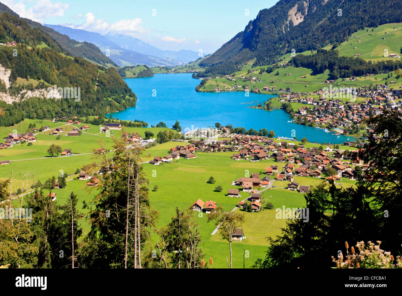 Lungernsee, lake, Switzerland, canton, Obwalden, village, Lungern Stock ...