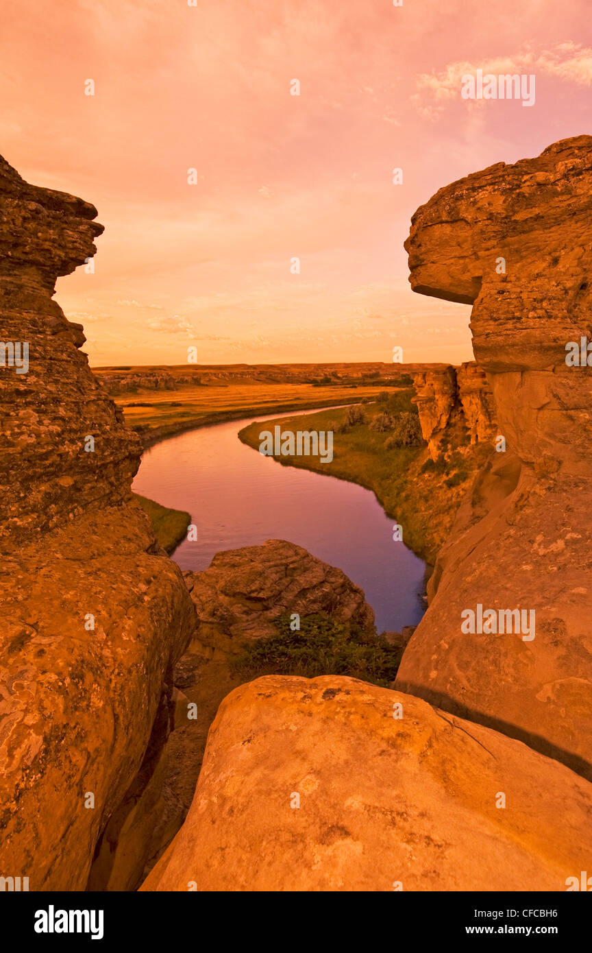 early morning, Writing On Stone Provincial Park, Alberta, Canada Stock ...
