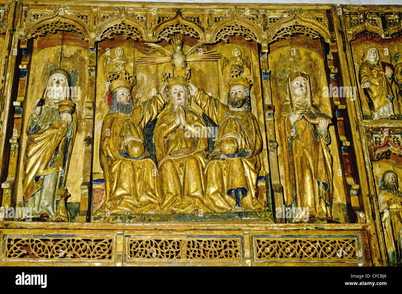 Medieval carved wooden altar piece hi-res stock photography and images - Alamy