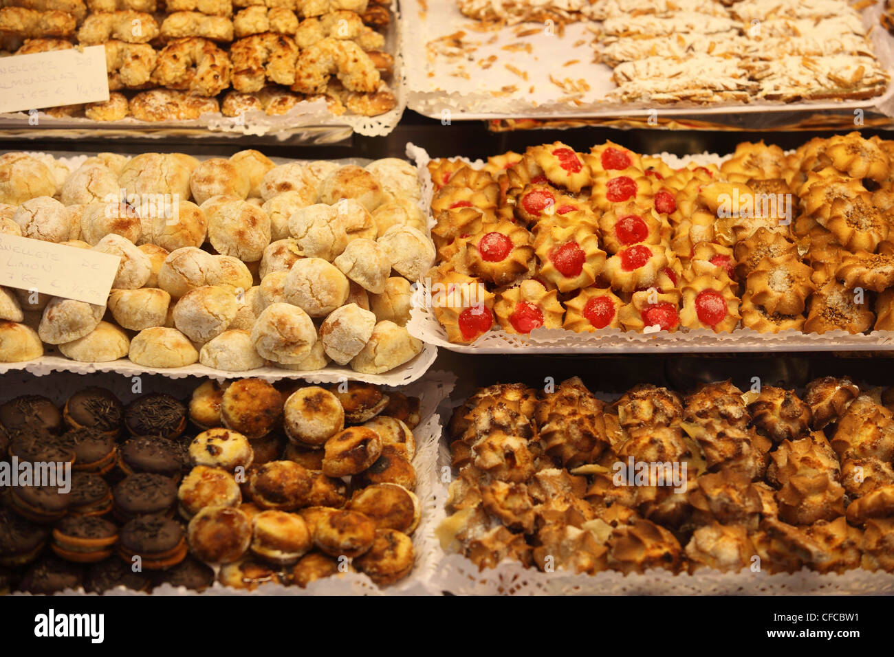 Window of pastry shop, Seville, Andalusia, Spain Stock Photo - Alamy