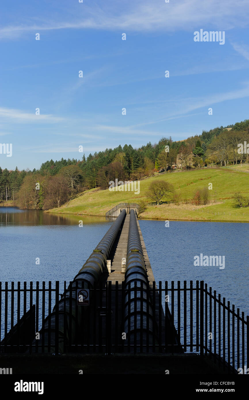 water pipeline ladybower reservoir dam derbyshire england uk Stock ...