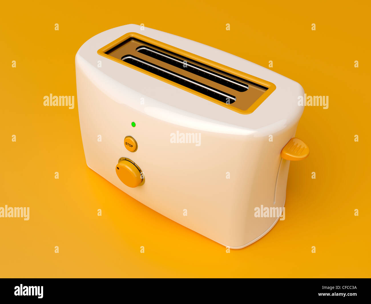 White electric toaster on orange background Stock Photo - Alamy