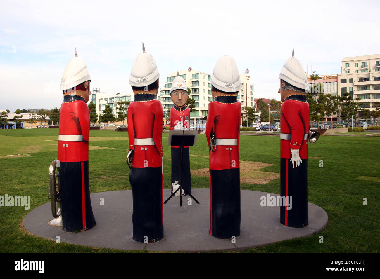 Famous bollards of Geelong Victoria Australia colourful wooden figures ...