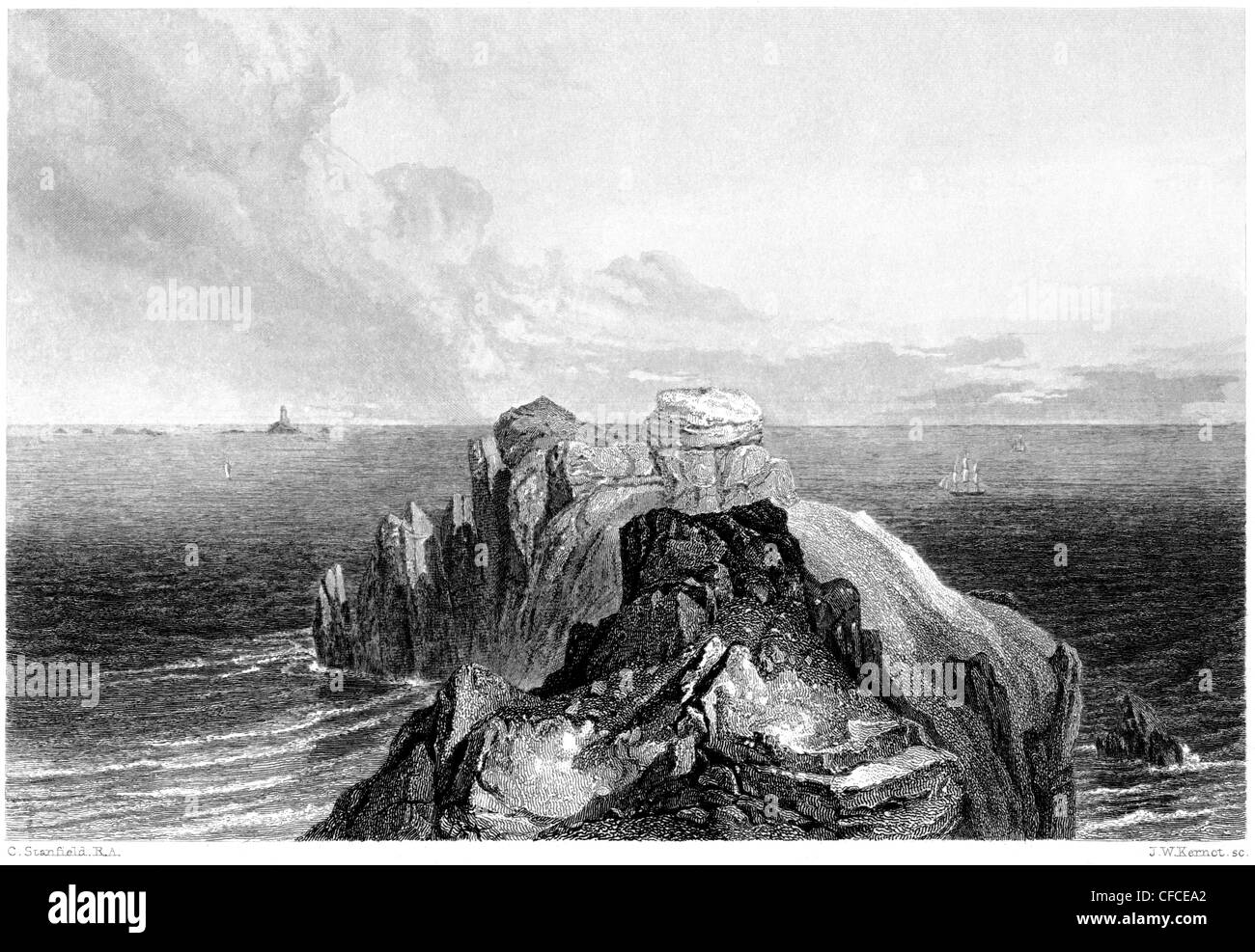 Cornish seascape drawing hi-res stock photography and images - Alamy