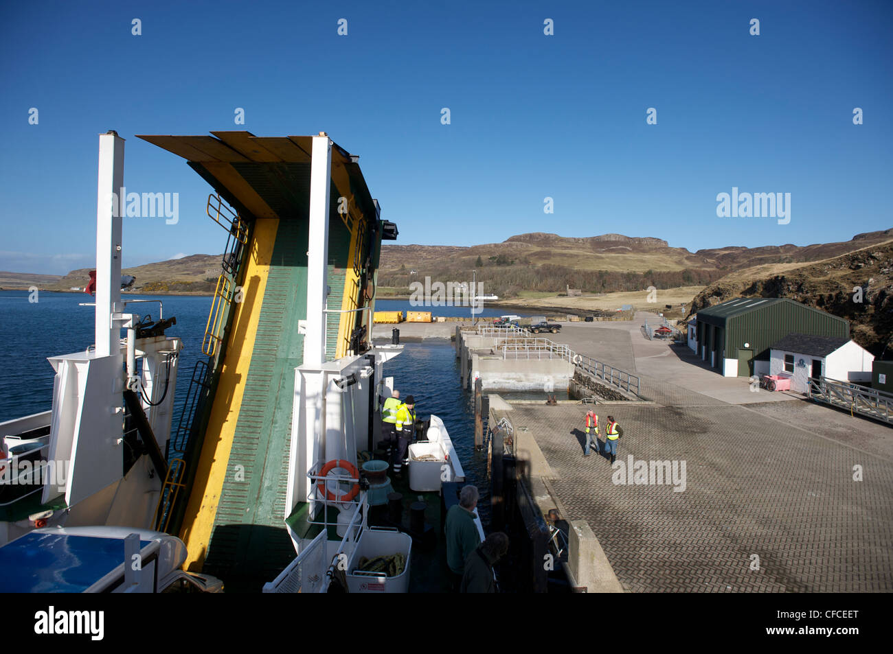 Caledonian MacBrayne Ferry Loch Nevis alongside the dock, Canna, Inner ...