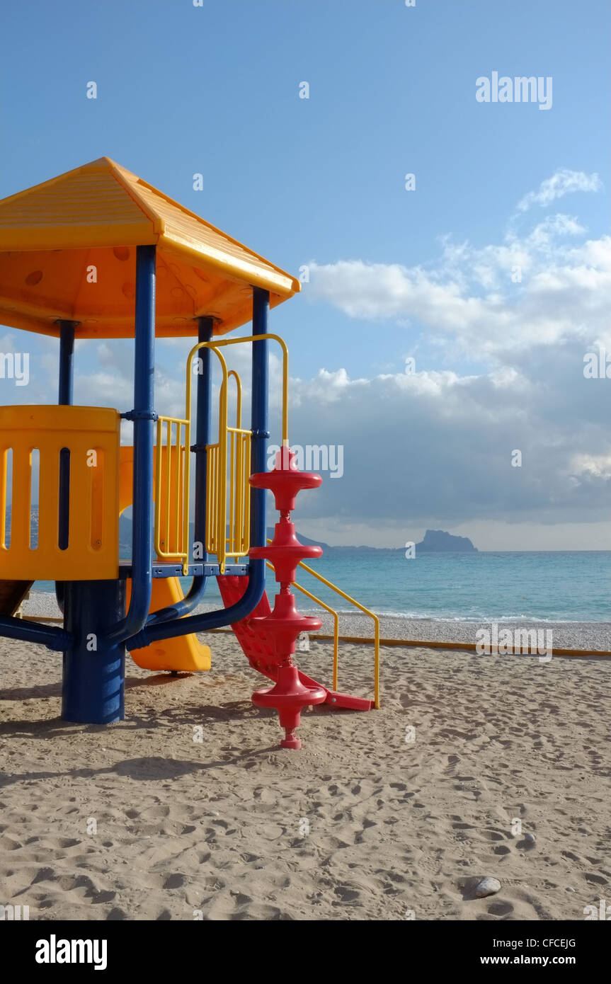 Fun equipment on a sandy Mediterranean resort beach Stock Photo - Alamy