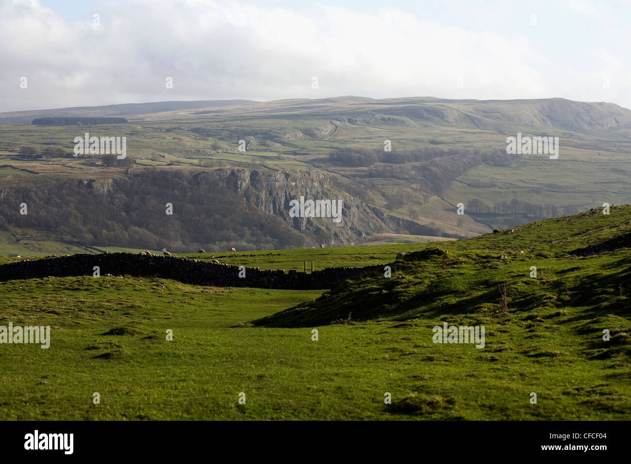 Winskill and Langcliffe Scar above Stainforth Yorkshire Dales England ...