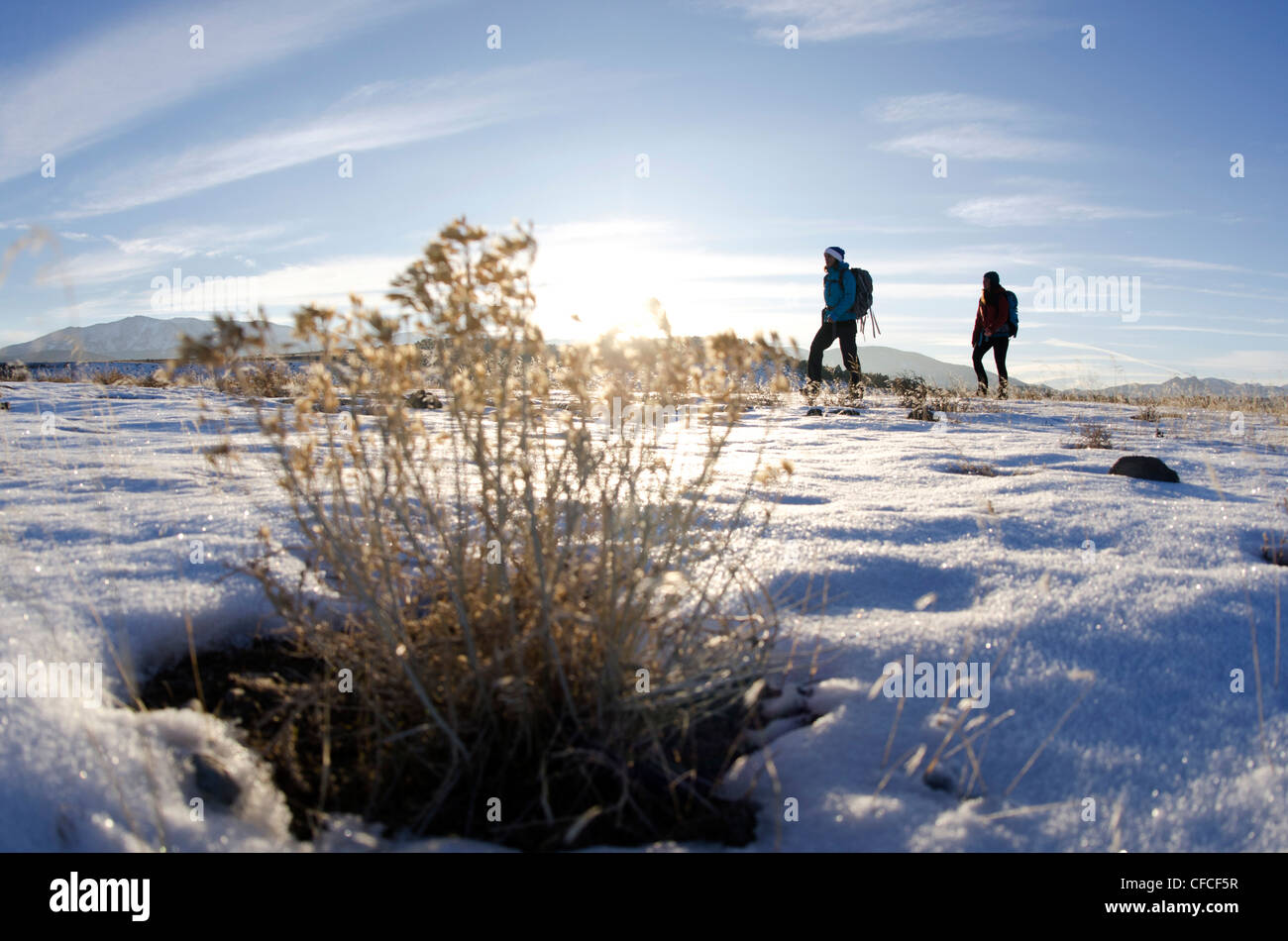 Two women hiking in the Sierra Foothills outside of Lake Tahoe ...