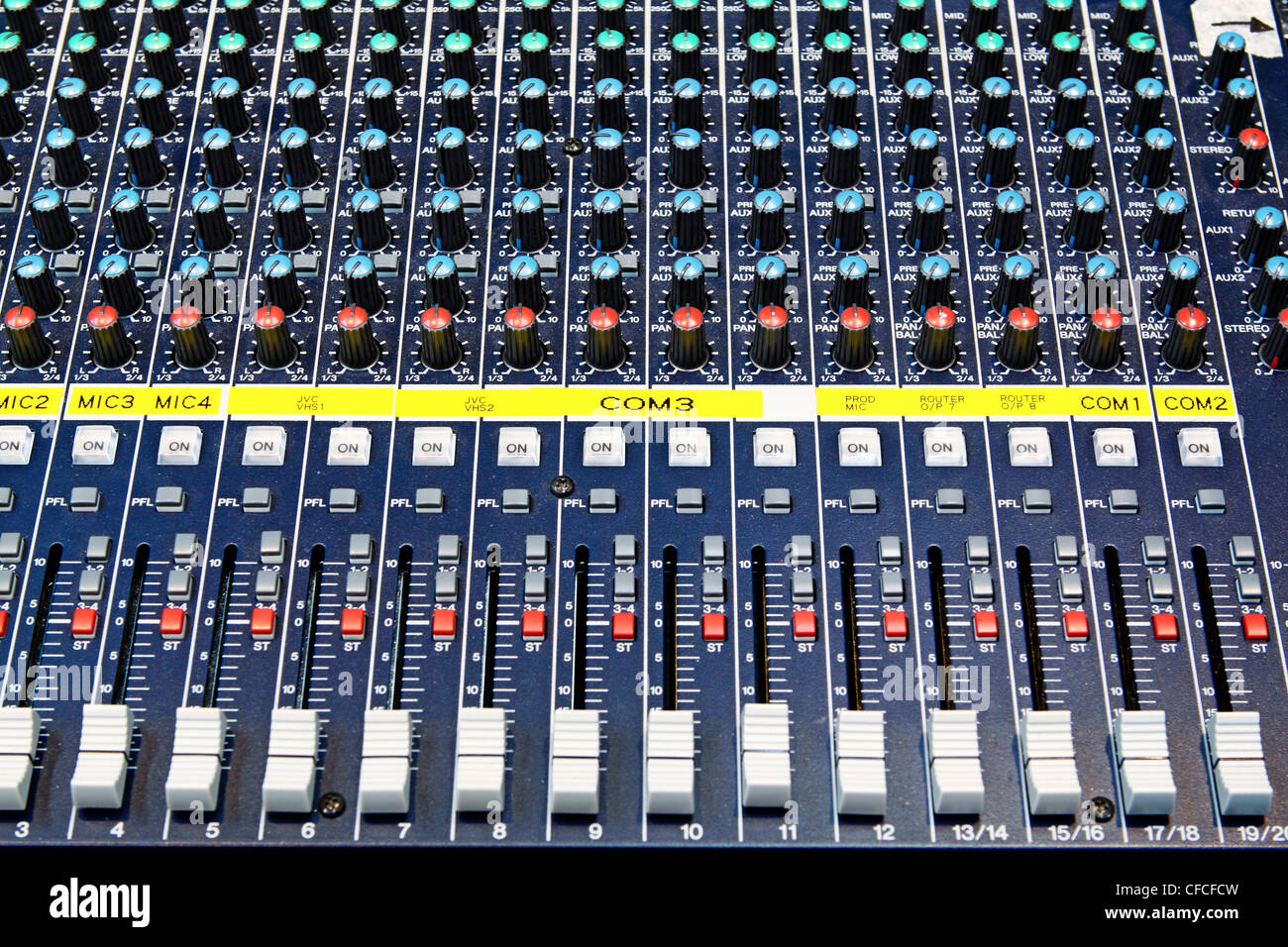 Part of an audio sound mixer with buttons Stock Photo - Alamy