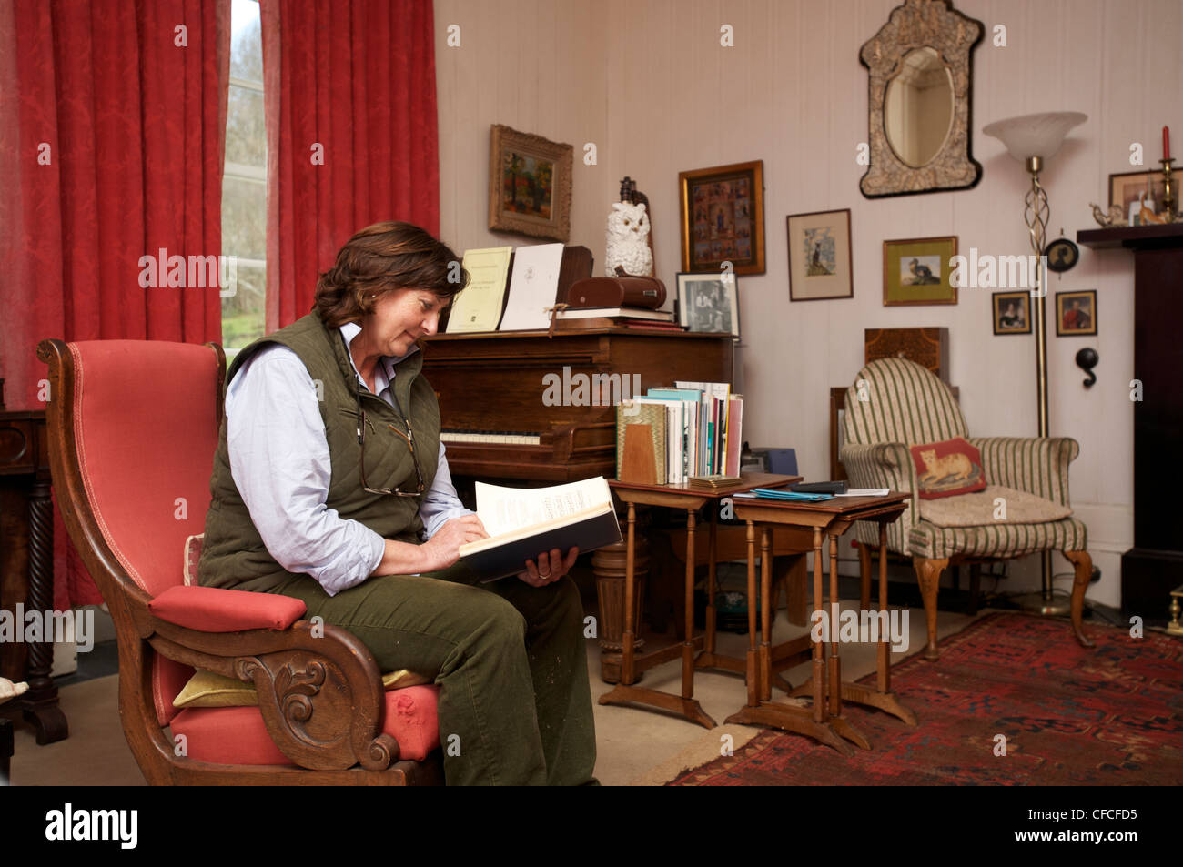 Archivist Magda Sagarzazu in Canna House, Canna, Inner Hebrides. The ...
