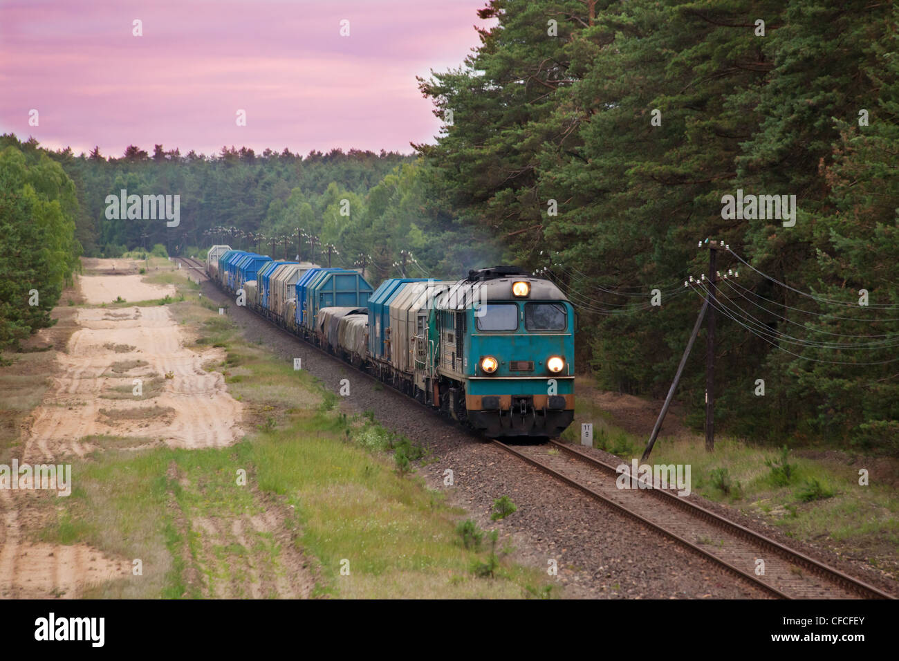 Freight diesel train Stock Photo - Alamy