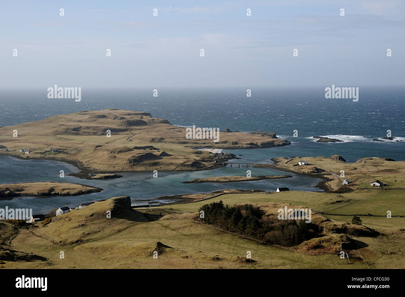A view from Compass Hill across to Sanday The island of Canna in the ...