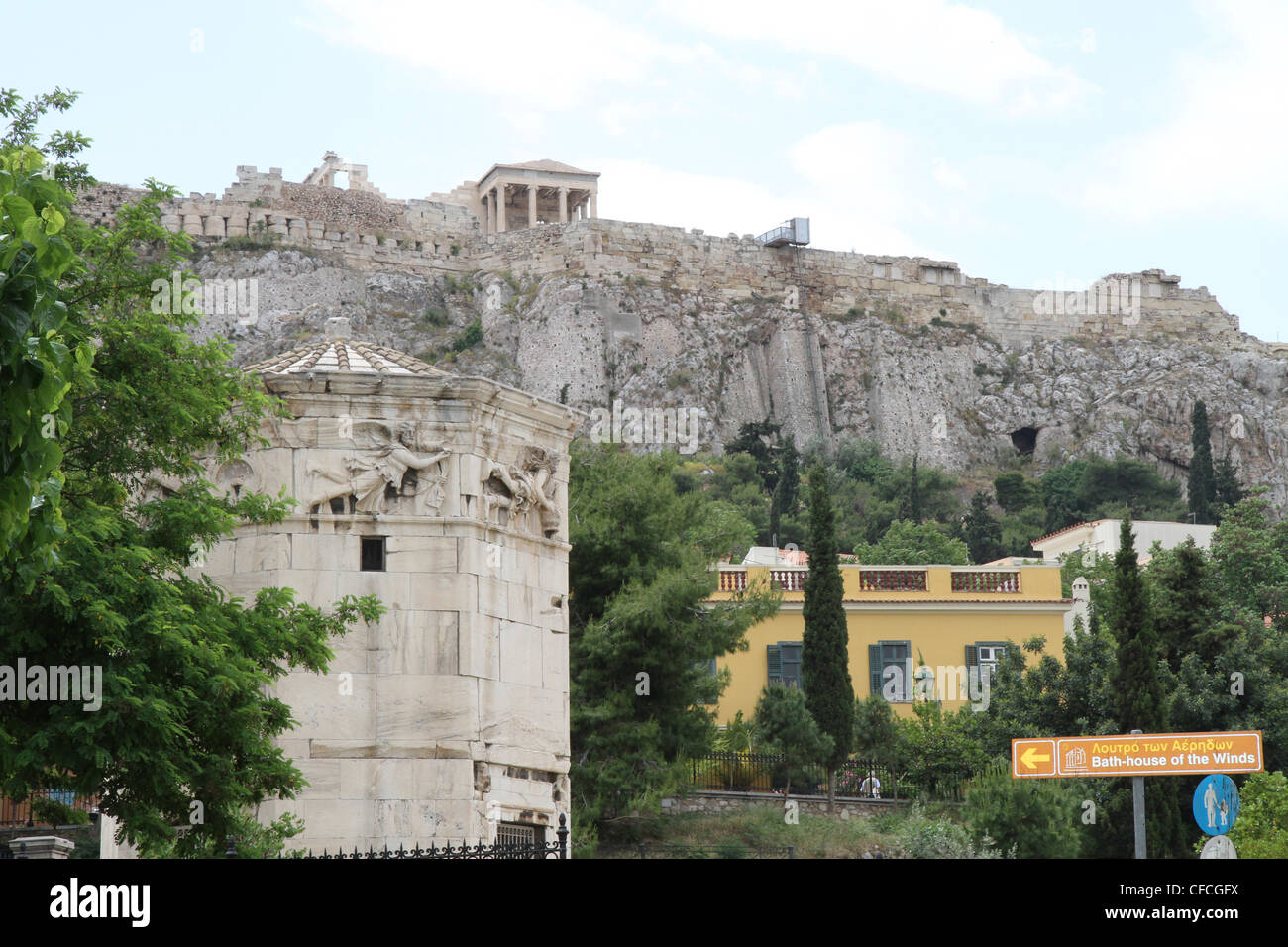 View from street level on the Acropolis in Athens, Greece Stock Photo ...