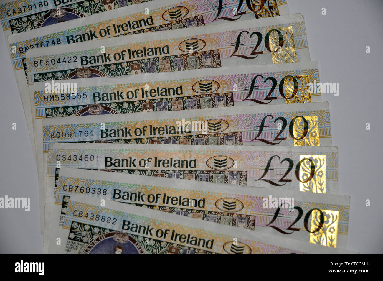 Bank of Ireland £20 notes. Issued by the Bank of Ireland in Belfast ...