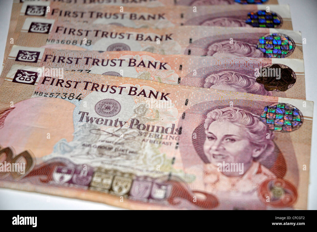 First Trust Bank £20 notes. Issued by the First Trust Bank in Belfast ...