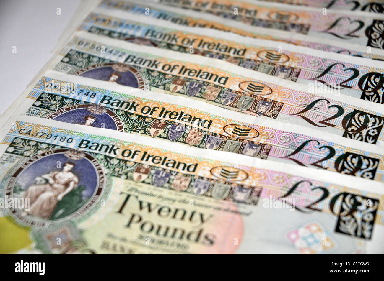 Bank of Ireland £20 notes. Issued by the Bank of Ireland in Belfast ...