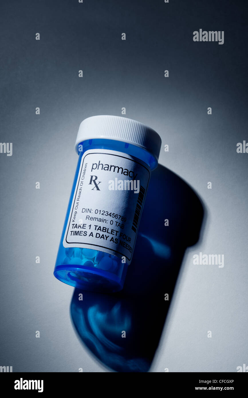 Blue Pill Bottle, concept for Healthcare And Medicine Stock Photo - Alamy