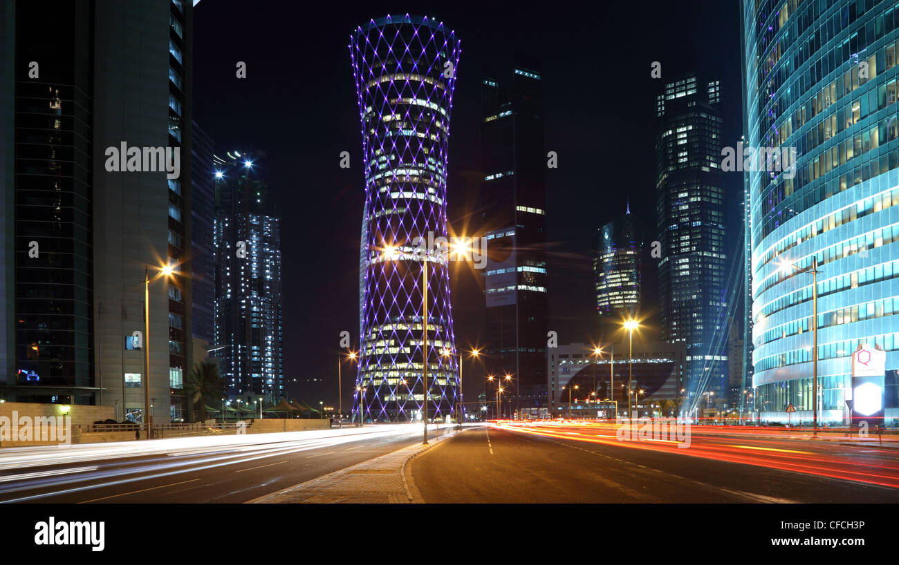 Doha downtown at night, Qatar Stock Photo - Alamy