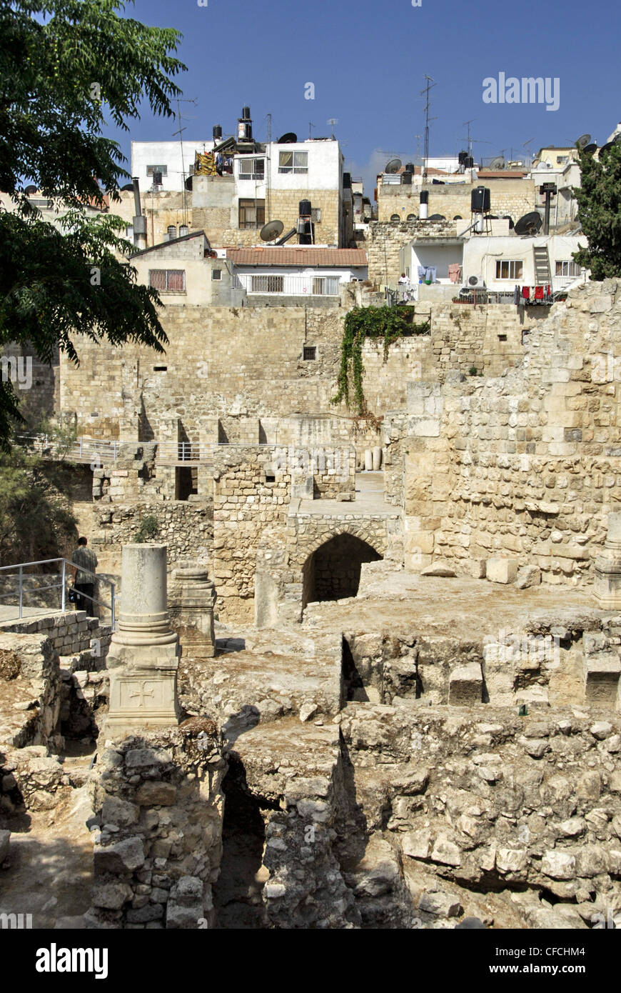 The ruins of the Pool of Bethesda in the Muslim Quarter of the Old City ...