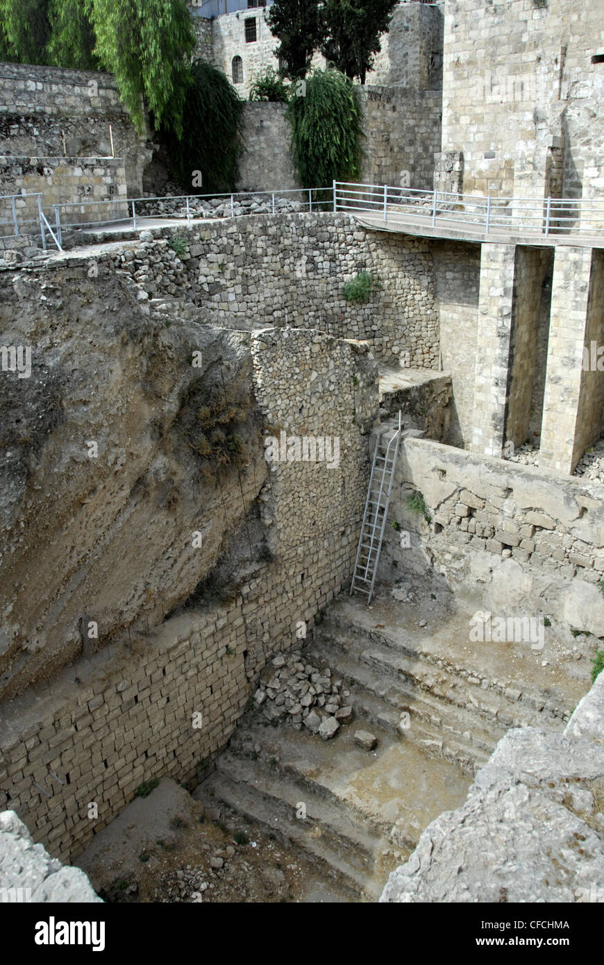 The ruins of the Pool of Bethesda in the Muslim Quarter of the Old City ...
