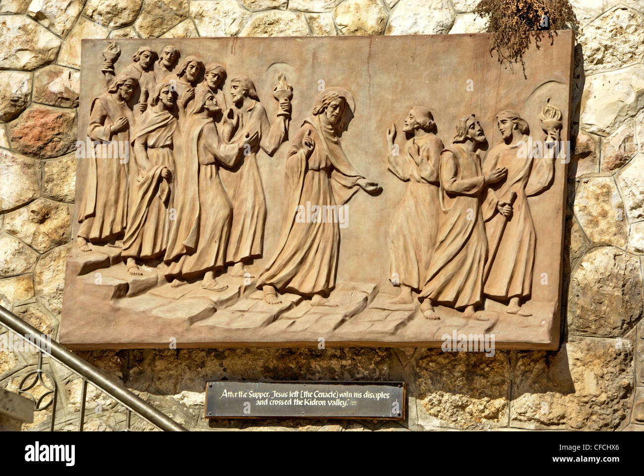 Plaque showing Jesus Christ leaving with his disciplafter the Last ...