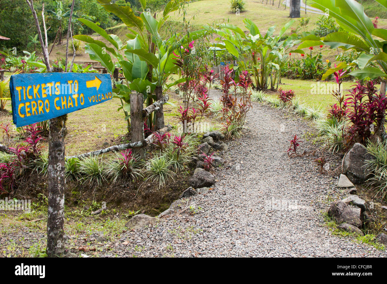 A sign points and directs to Cerro Chato, the smaller of the two ...