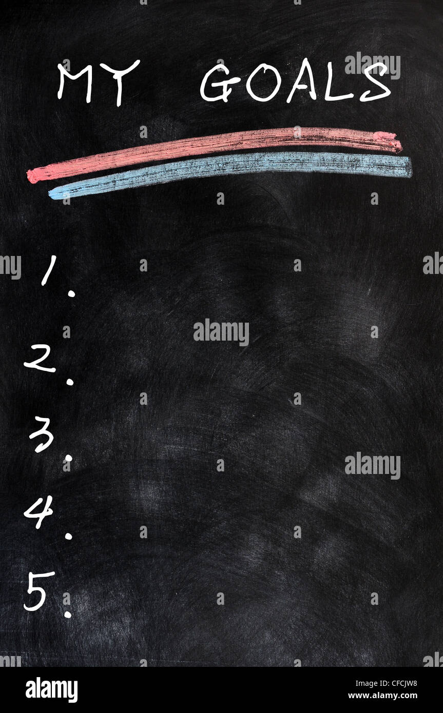 My goals - list written in chalk on a blackboard Stock Photo - Alamy