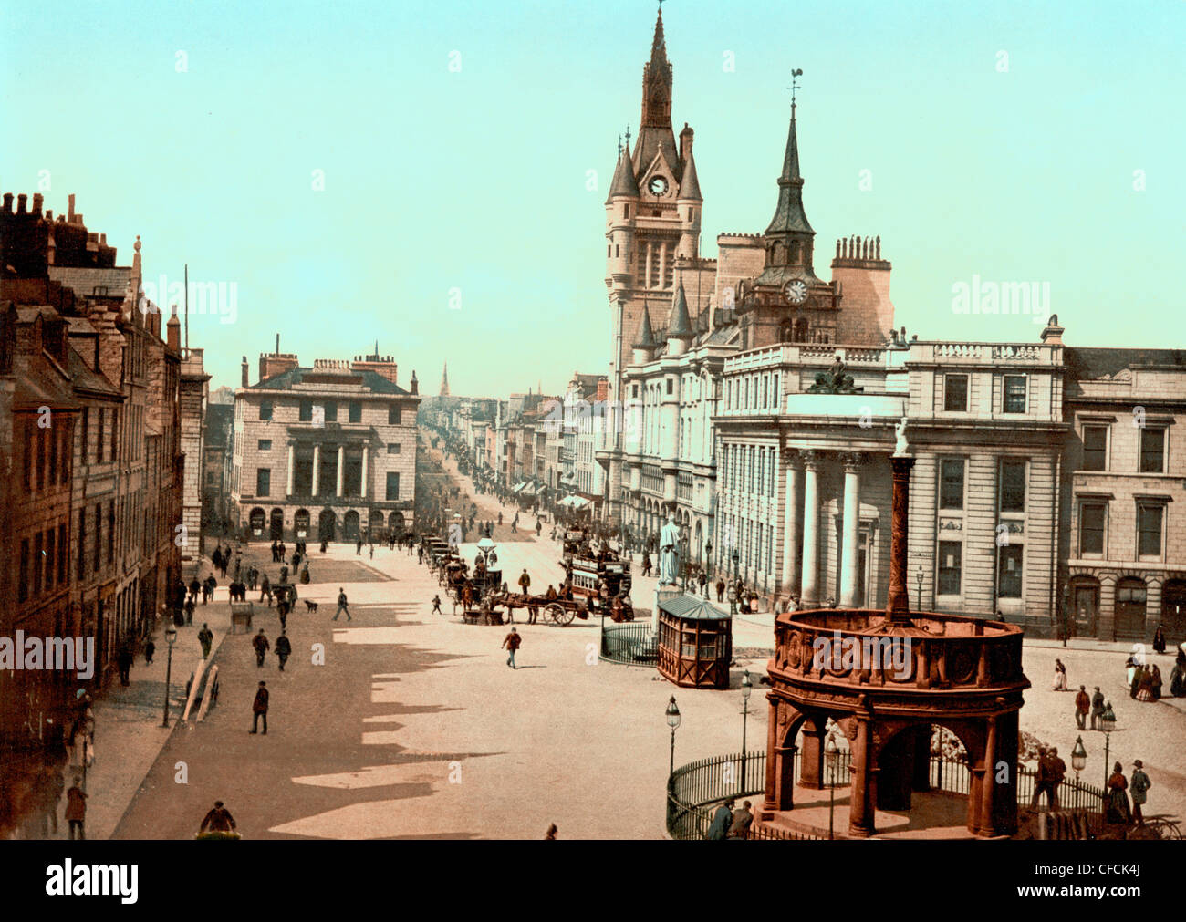Castle Street and municipal buildings, Aberdeen, Scotland, circa 1900 ...
