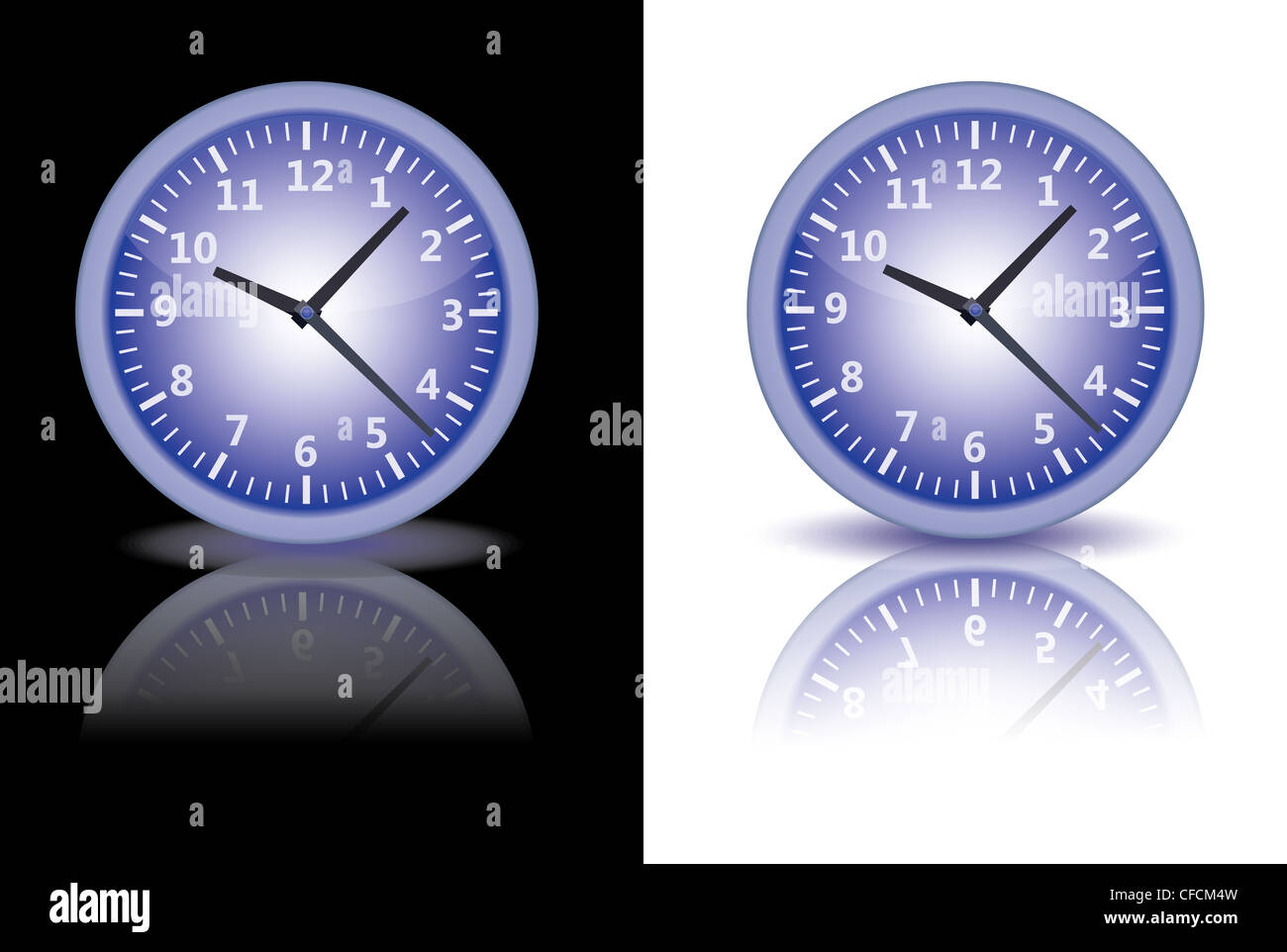 office clock with reflection icon illustration Stock Photo - Alamy