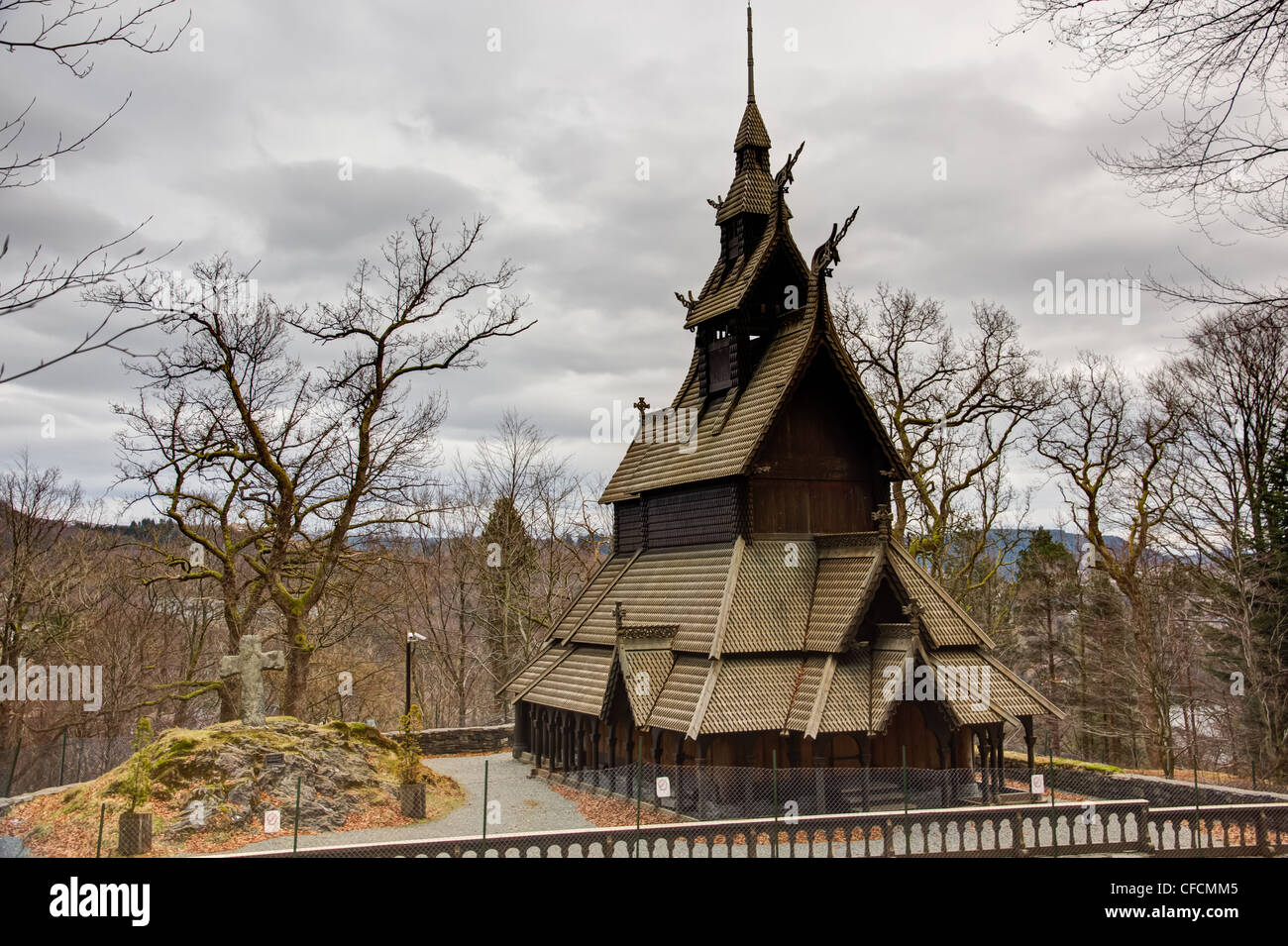 A picture of a stave church in Bergen, fana Stock Photo - Alamy