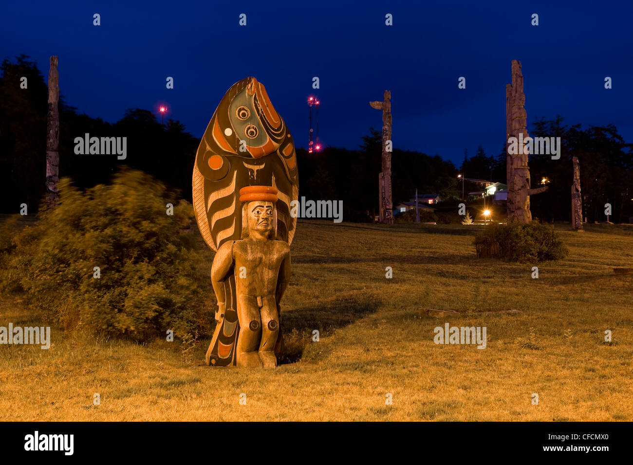Beautiful examples First Nations totem poles can Stock Photo - Alamy