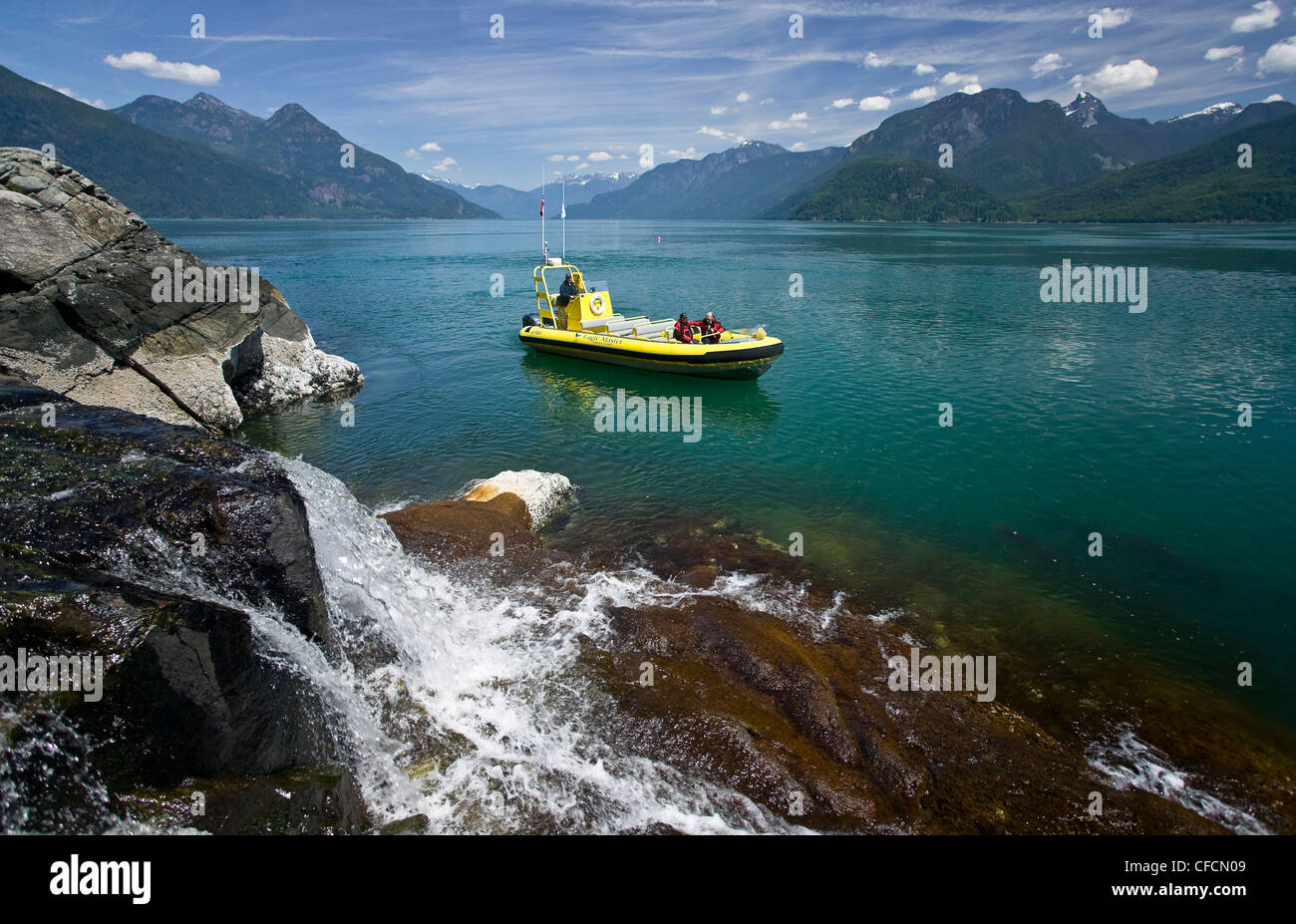 The waters Bute Inlet turn emerald green during Stock Photo - Alamy