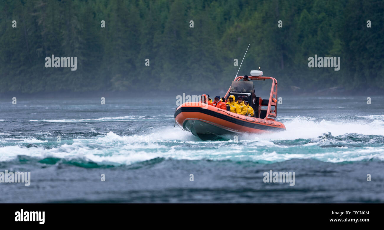 Zodiak tour rips fast flowing waters near Big Bay Stock Photo - Alamy