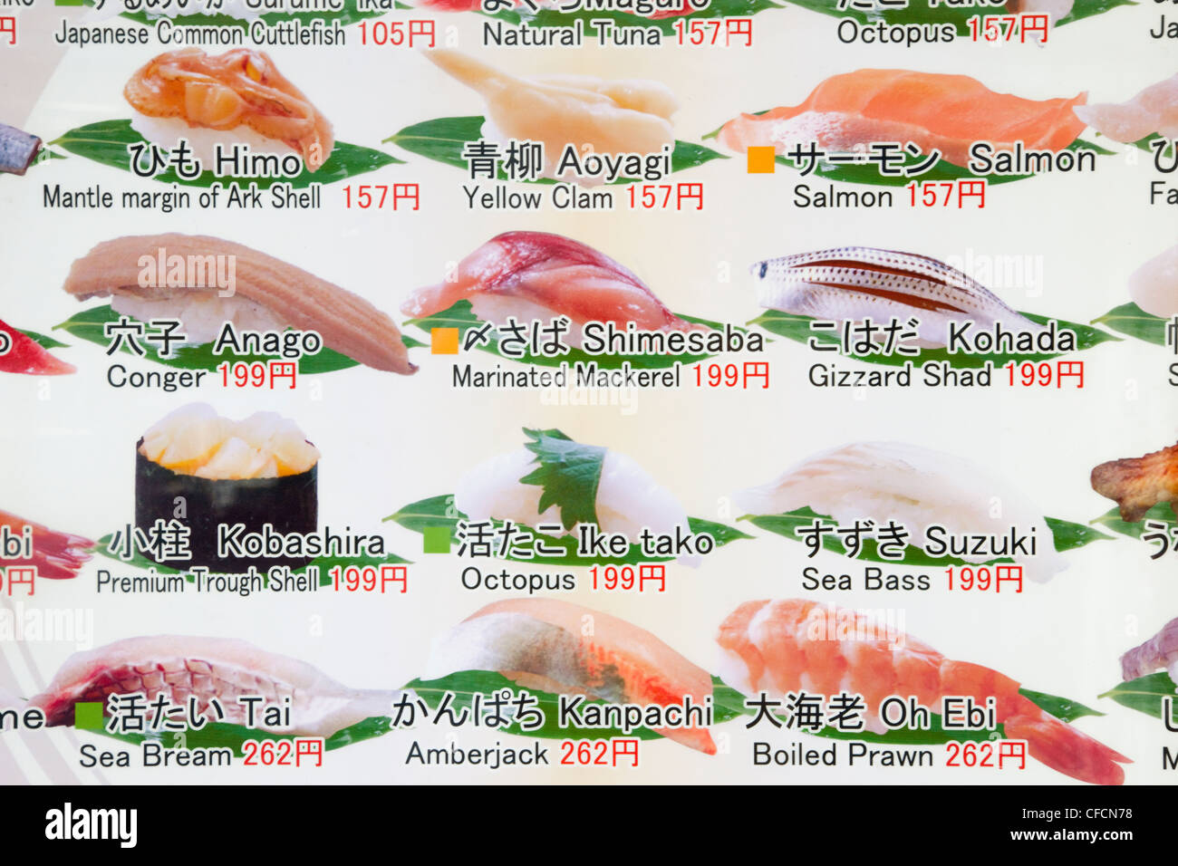 Japan, Tokyo, Tsukiji Market, Sushi Shop Menu Board Stock Photo - Alamy