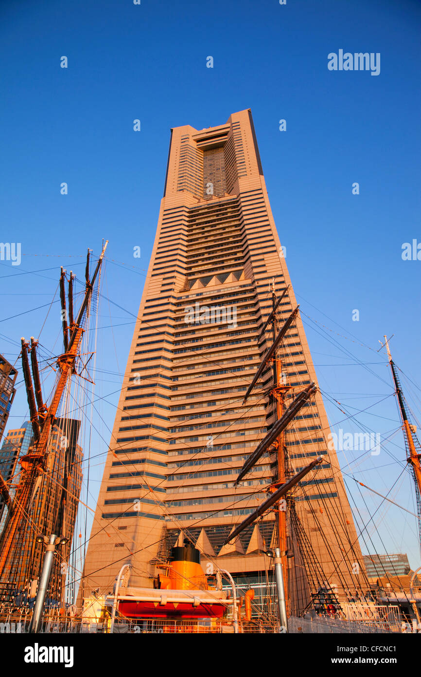 Japan, Tokyo, Yokohama, Landmark Tower Building and Nippon Maru Sail ...
