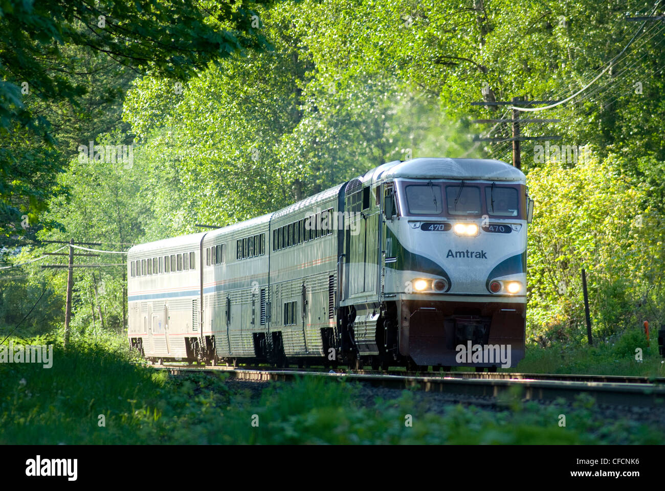 Southbound Amtrak Cascades in Burnaby, BC heading south towards Seattle ...