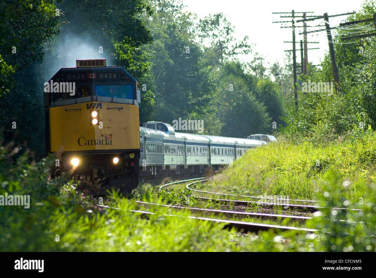 VIA's Canadian (Train #2) leaving Vancouver Stock Photo - Alamy