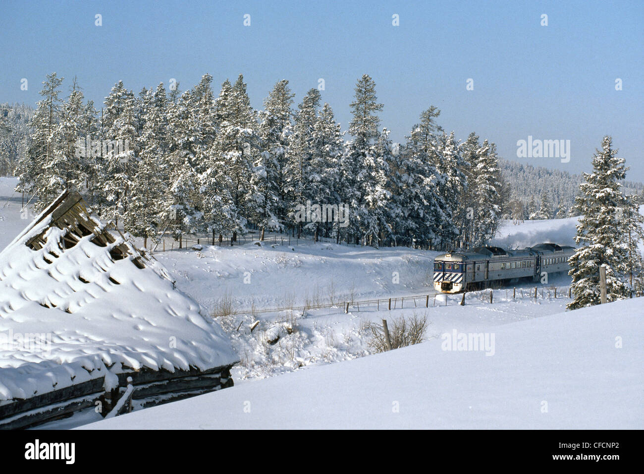 The BC Rail ‘Prospector’ train travelling through the Cariboo Region ...