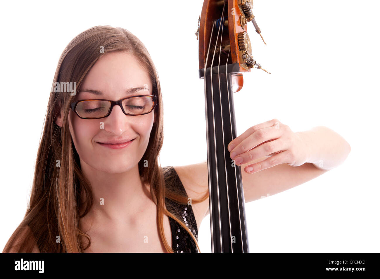 Young woman playing the double bass Stock Photo - Alamy