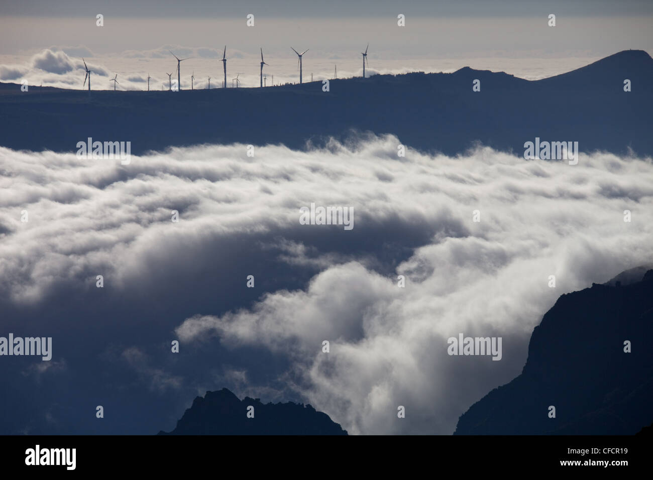 Mountains of Madeira island above the clouds at Pico do Areeiro and ...