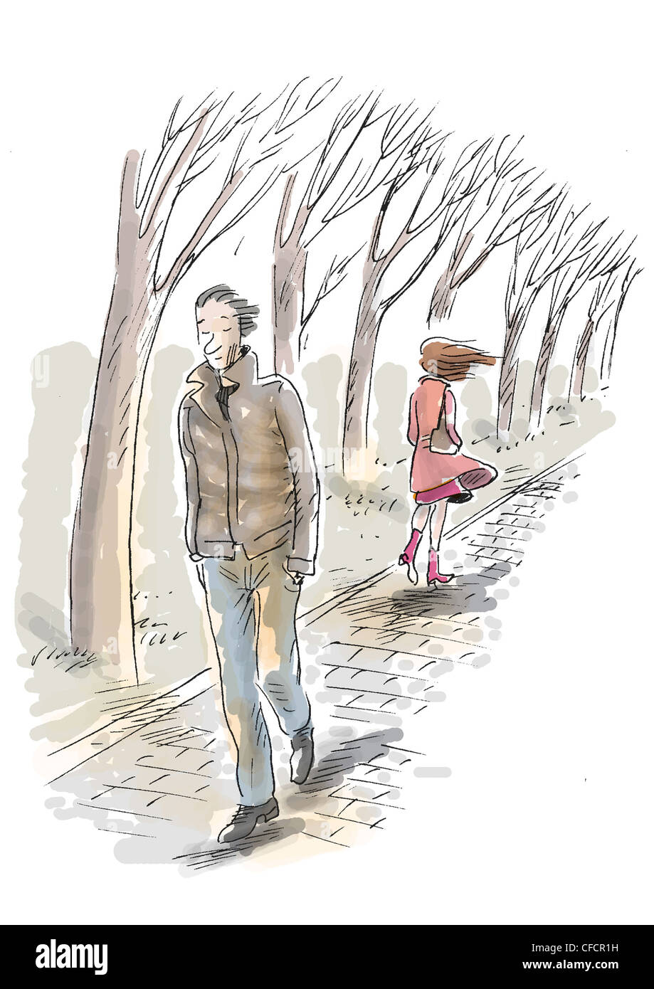 couple are separated walking to different directions Stock Photo - Alamy
