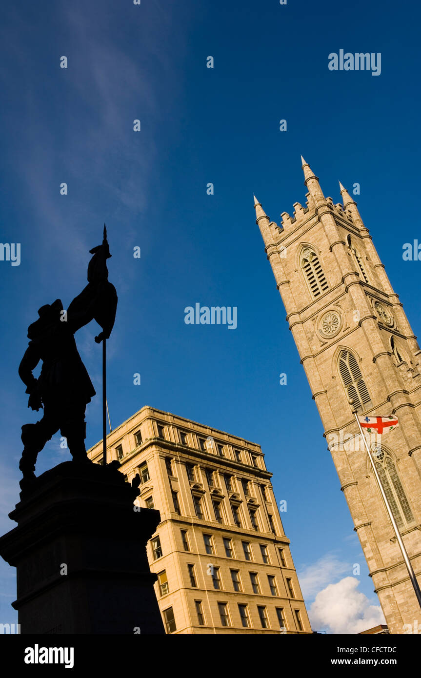 Statue of Maisonneuve, founder of Montreal, Quebec at Place d'Armes ...