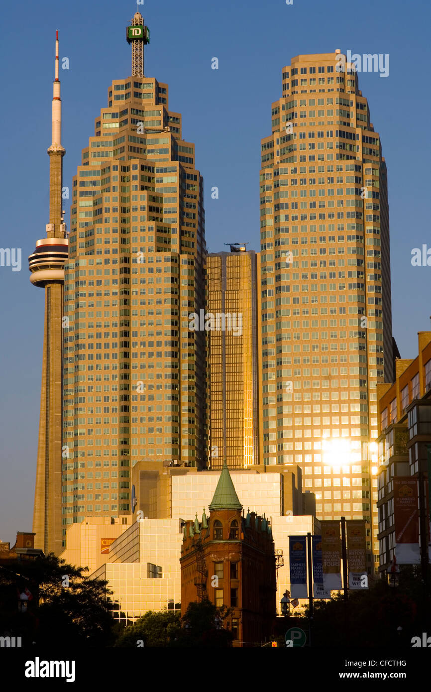 Downtown with CN Tower behing high rise BCE office towers, Fatiron ...