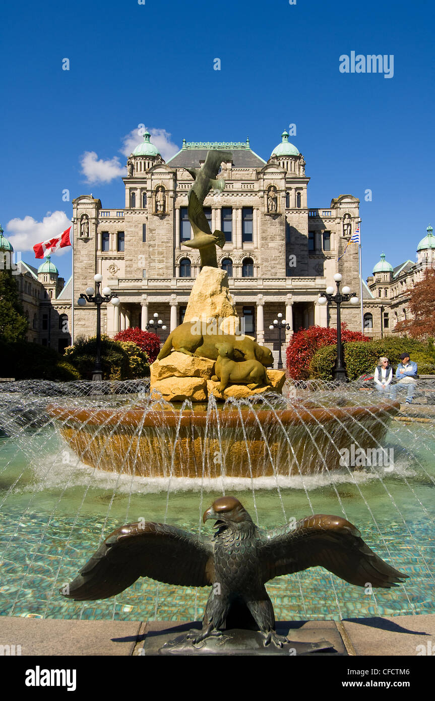Legislative buildings, south entrance with fountain, Victoria ...