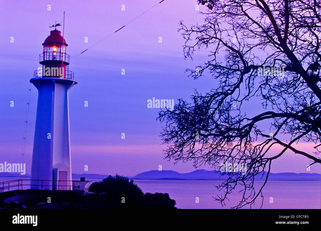 Point Atkinson Lighthouse at dusk, Burrard Inlet, British Columbia ...
